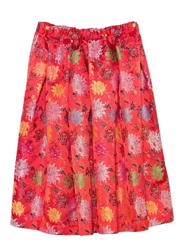 Comme Des Garçons Floral-jacquard Midi Skirt - Red