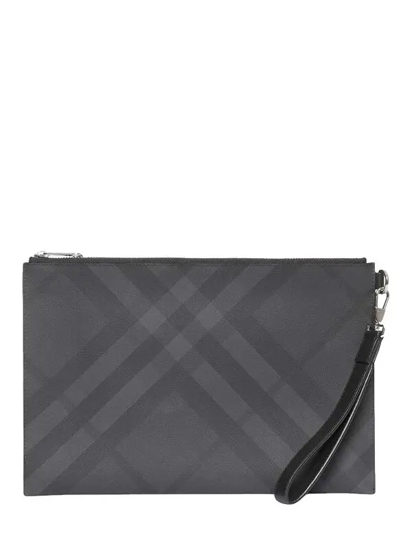 Burberry London Check Zip Handbag - Dark Grey