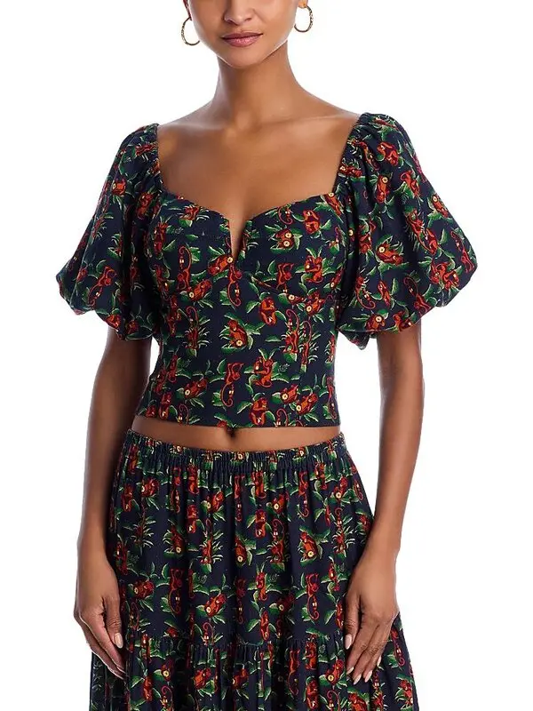 Aqua The White Lotus X Monkey Print Top Exclusive - Black Multi