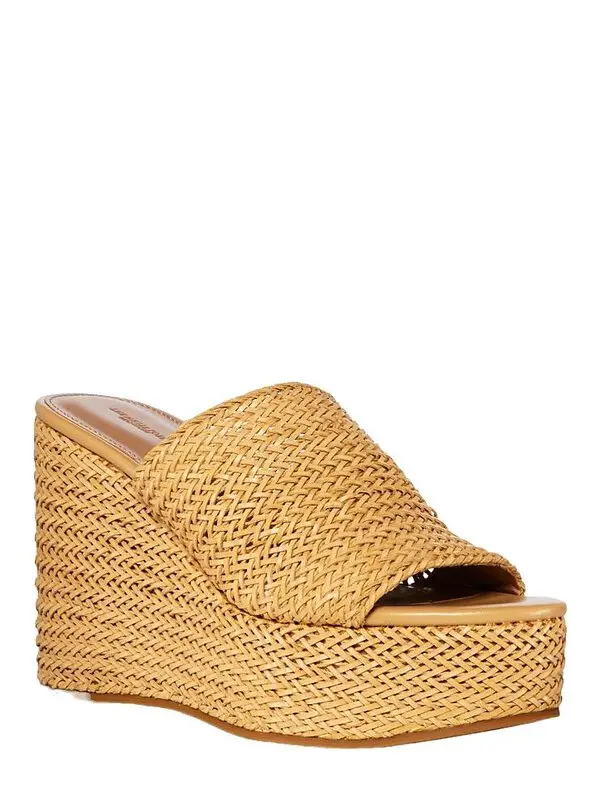 Aqua The White Lotus X Platform Sandals - Natural Raffia