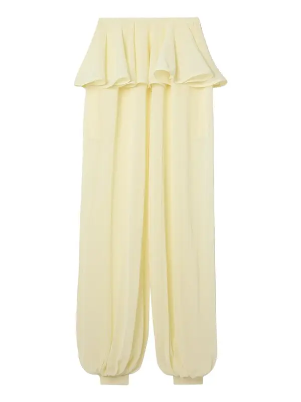 Alaïa Peplum Georgette Balloon Pants - Yellow