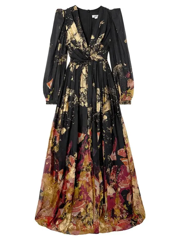 Zuhair Murad Antique Shard Printed Silk-chiffon Gown - Black