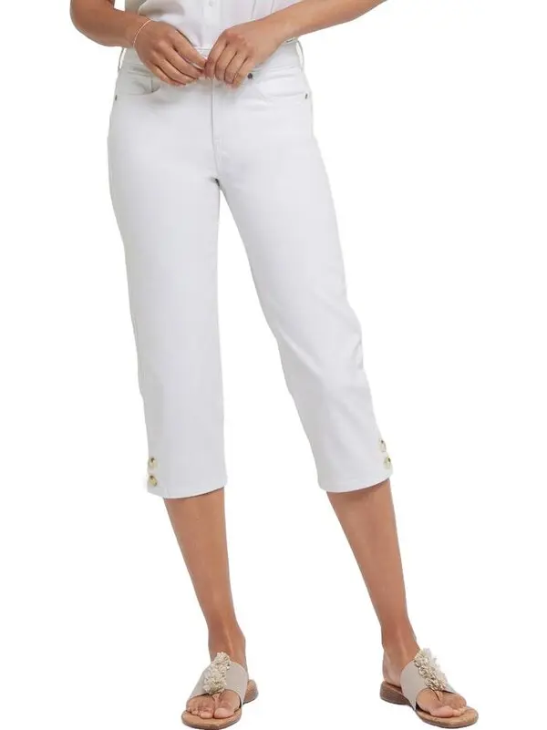 NYDJ Marilyn Button Detail Capri Jeans - Optic White