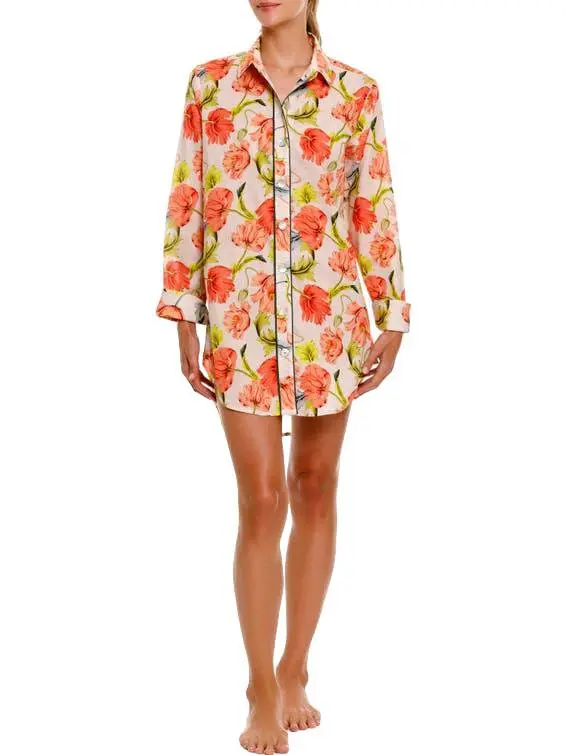THE LAZY POET Sissy Floral Cotton Nightshirt - Light Beige