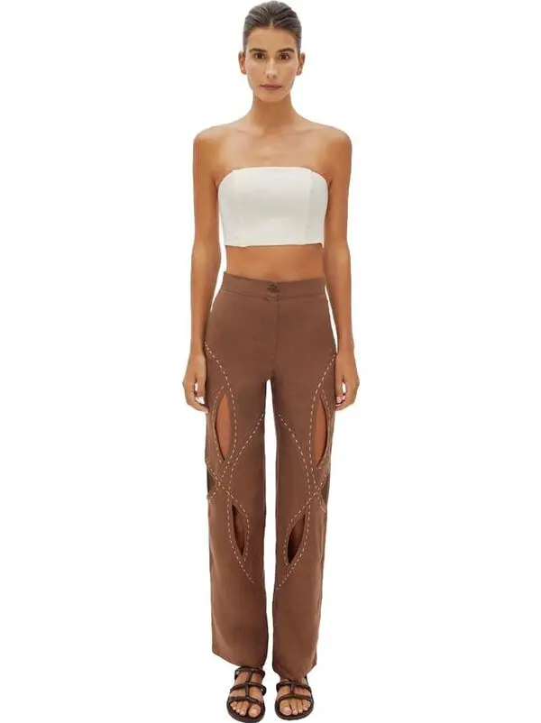 LABECA LONDON Asher Linen Pants - Brown