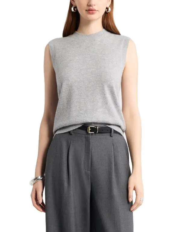 Nordstrom Sleeveless Cashmere Shell - Grey Silk Heather