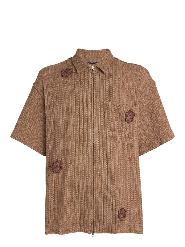 SONG FOR THE MUTE Knitted Daisy Chain Polo Shirt - Beige