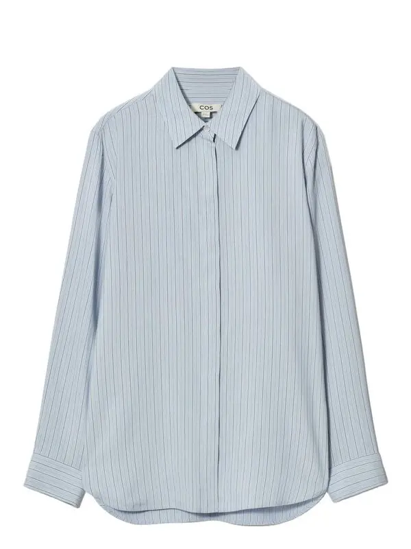 Cos Relaxed Fit Striped Shirt - Blue