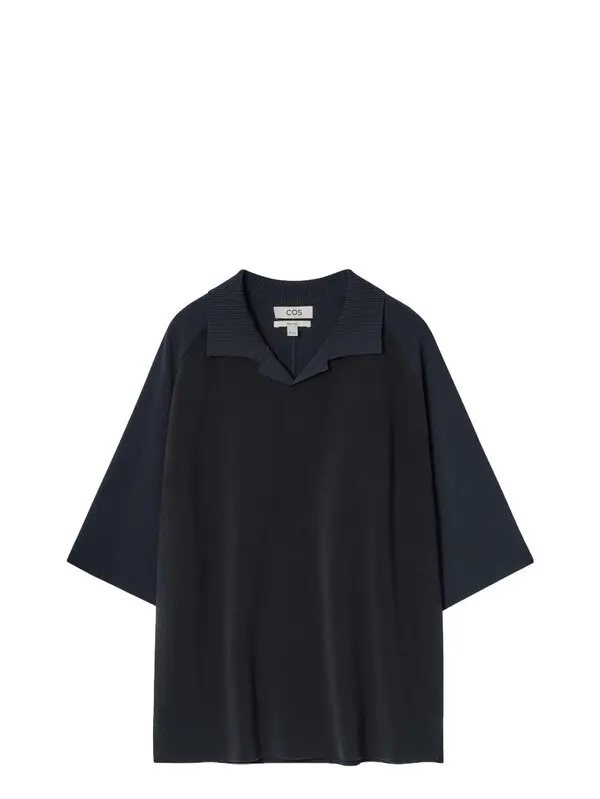Cos Color-block Double-faced Polo Shirt - Navy