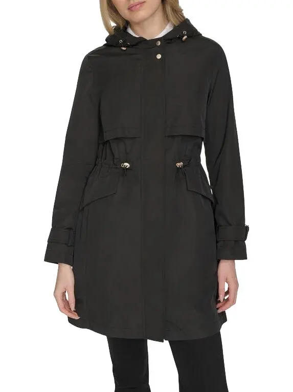 Cole Haan Hooded Trench Raincoat - Black