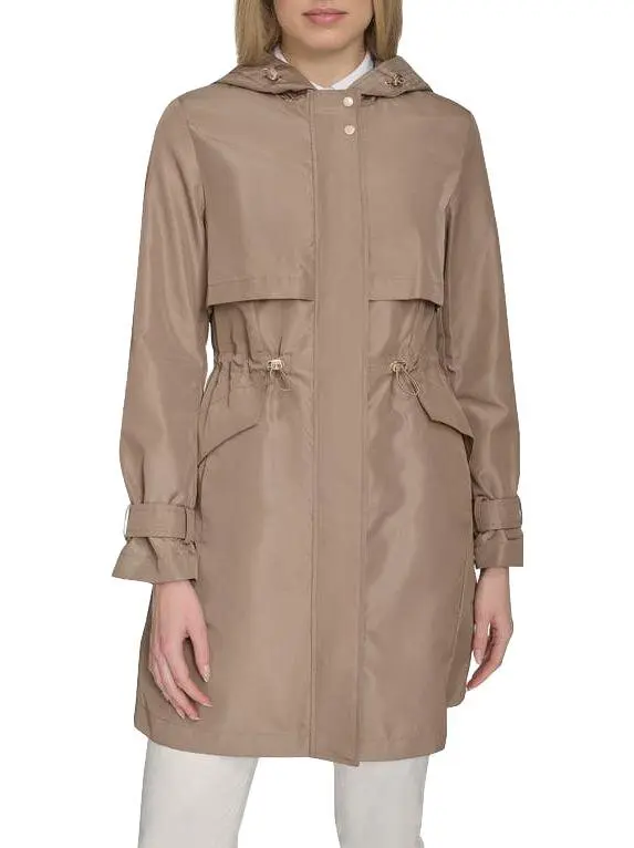 Cole Haan Hooded Trench Raincoat - Champagne