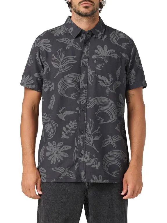O'Neill O'riginals Eco Print Standard Fit Short Sleeve Button-up Shirt - Phantom