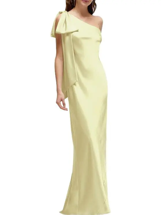 After Six Bow Detail One-shoulder Gown - Butter Yellow