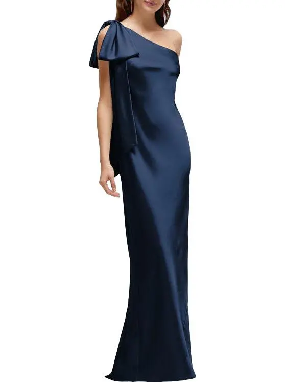 After Six Bow Detail One-shoulder Gown - Midnight