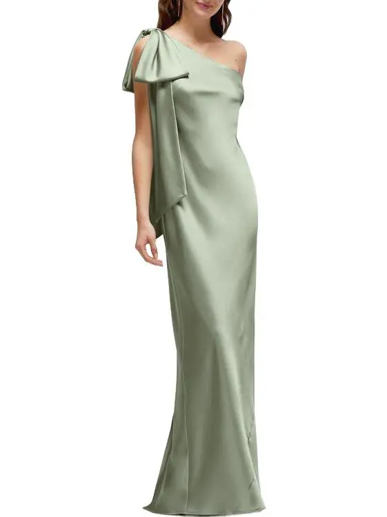 After Six Bow Detail One-shoulder Gown - Sage
