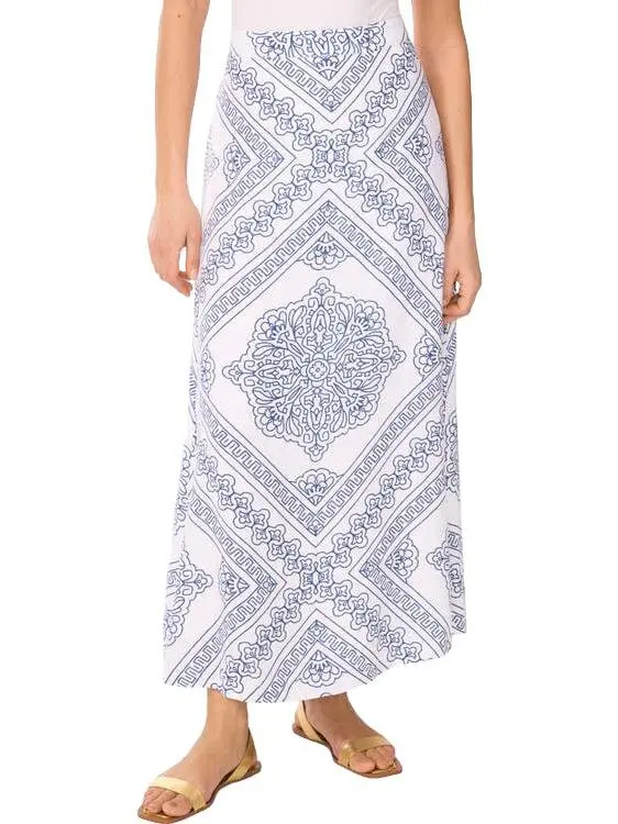 Vince Camuto Print Linen Blend A-line Maxi Skirt - Lake Breeze