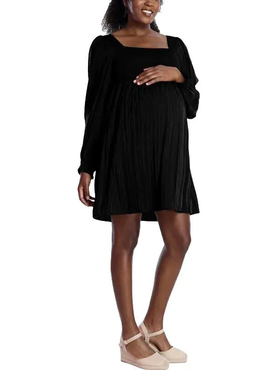 Motherhood Maternity Smocked Babydoll Mini Dress - Core Black