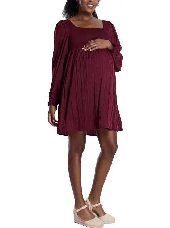 Motherhood Maternity Smocked Babydoll Mini Dress - Zinfandel