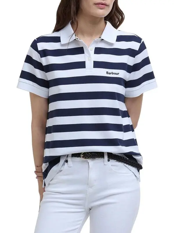 Barbour Ashbourne Stripe Stretch Cotton Polo Shirt - Navy Stripe