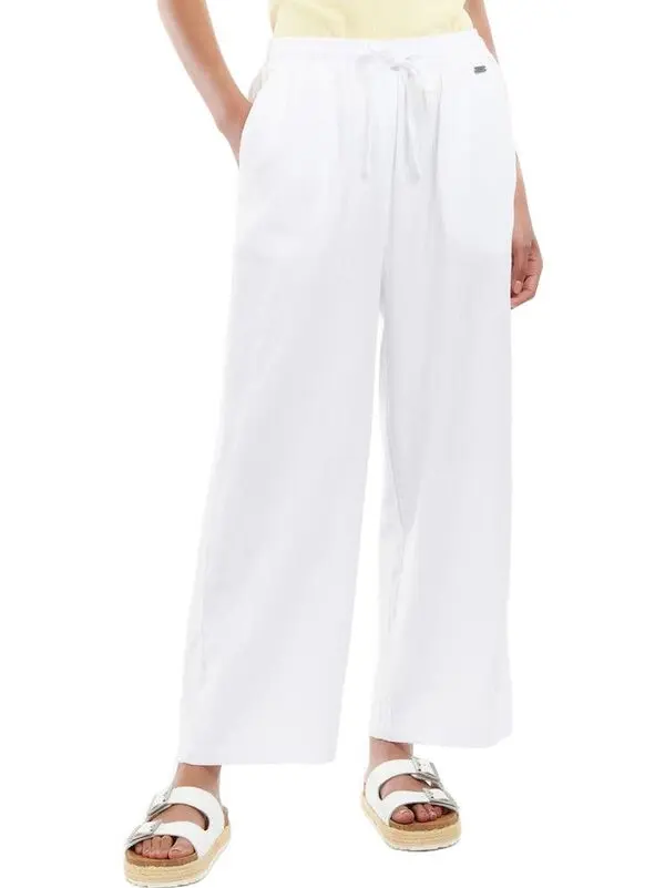 Barbour Christie Cotton & Linen Drawstring Pants - White