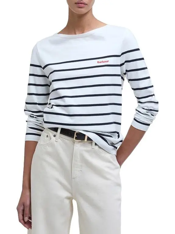 Barbour Bradley Stripe Cotton Top - Cloud Stripe