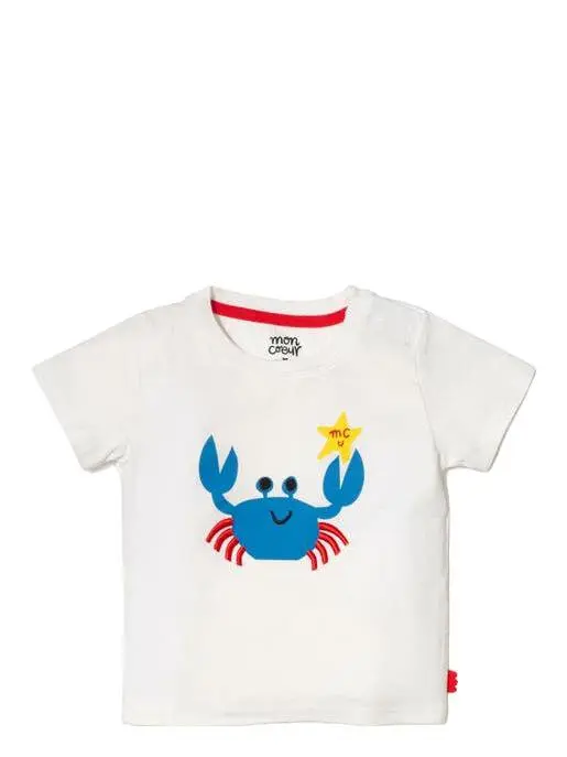MON COEUR Recycled Cotton & Organic Cotton Graphic T-shirt - Natural/blue Crab