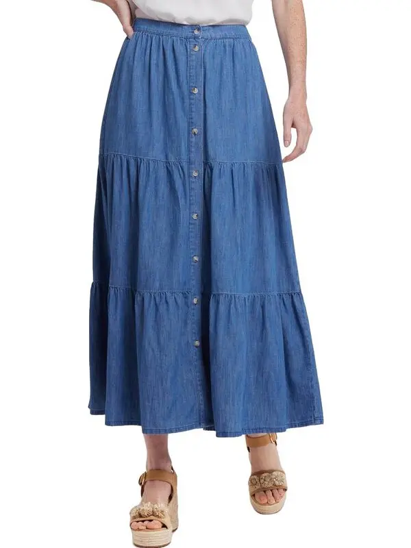 NYDJ Tiered Denim Midi Skirt - Everly