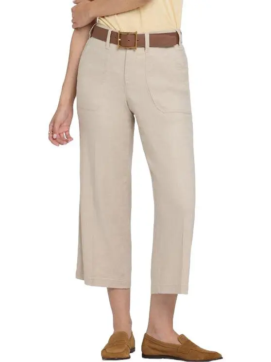 NYDJ Wide Leg Crop Linen Blend Pants - Feather