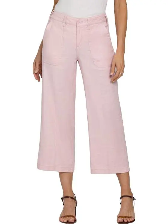 NYDJ Wide Leg Crop Linen Blend Pants - Light Lilac