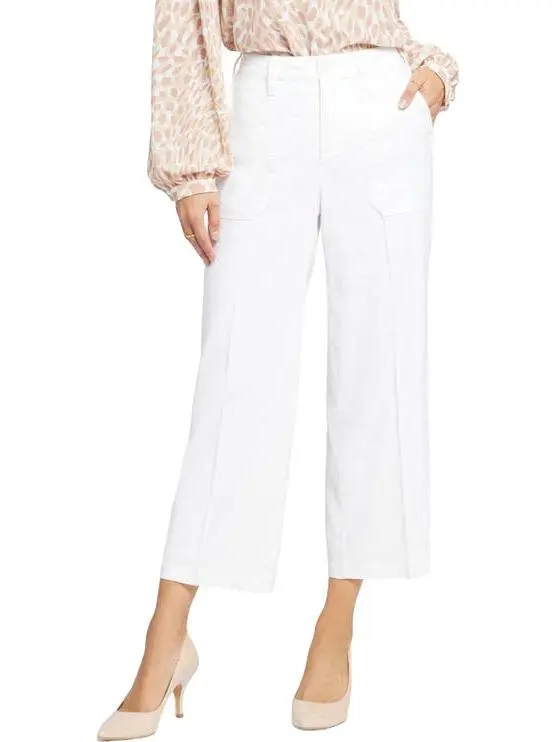 NYDJ Wide Leg Crop Linen Blend Pants - Optic White