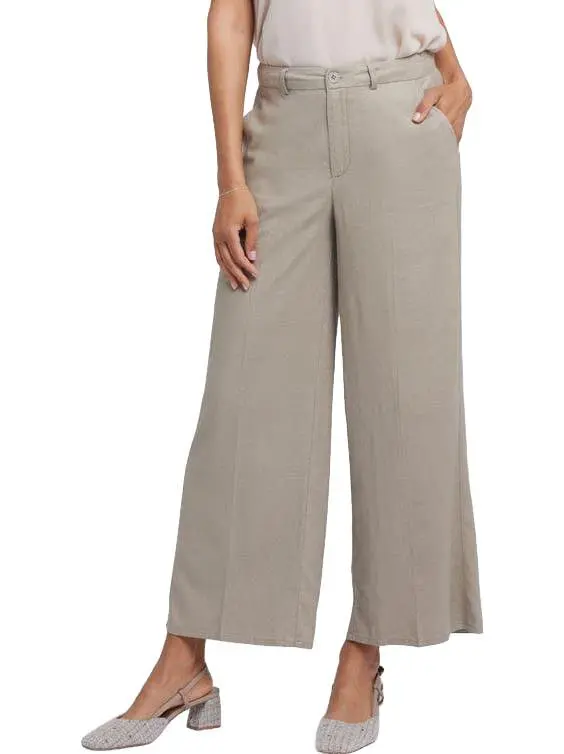 NYDJ Morgan Stretch Linen Wide Leg Ankle Pants - Saddlewood