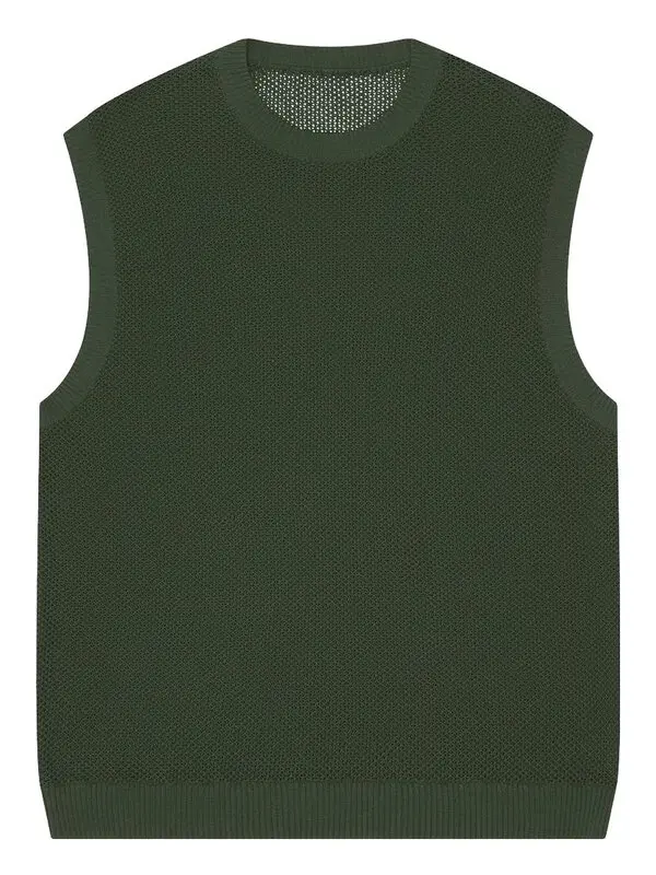 MAVRANS Open Stitch Cropped Sweater Vest - Green