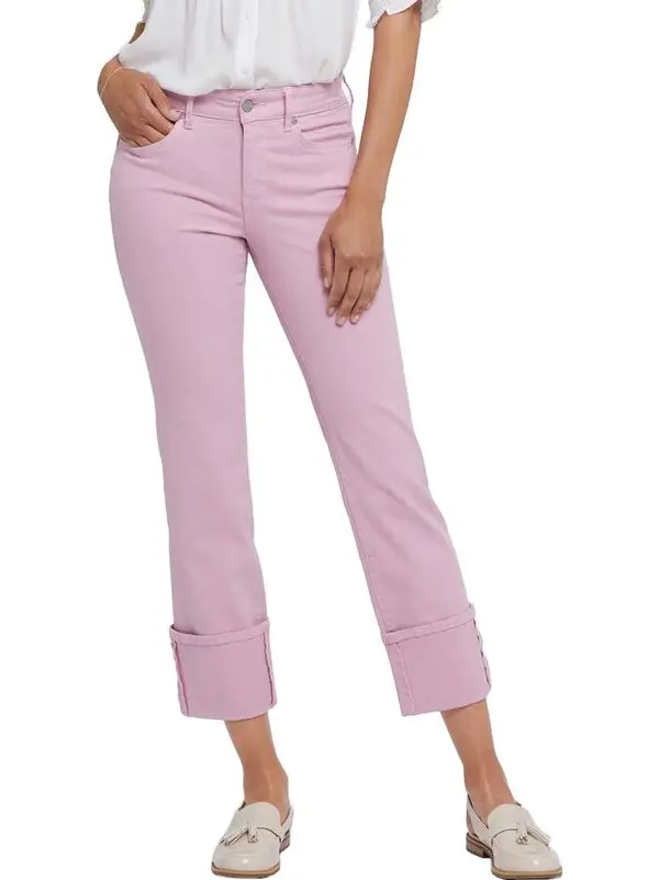 NYDJ Marilyn Wide Cuff Straight Leg Jeans - Pink Nectar
