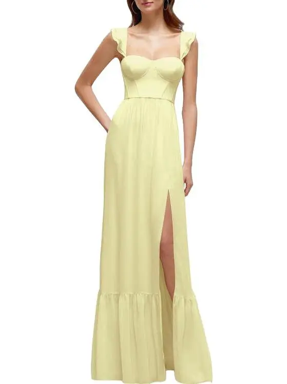 Dessy Collection Bustier Maxi Dress - Butter Yellow