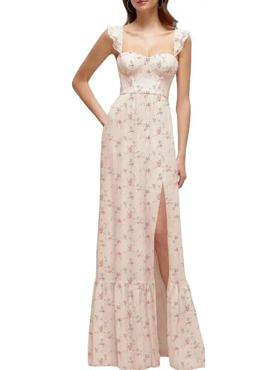 Dessy Collection Bustier Maxi Dress - Coquette Floral Print