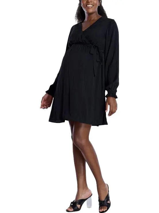 Motherhood Maternity Woven Wrap Mini Dress - Black