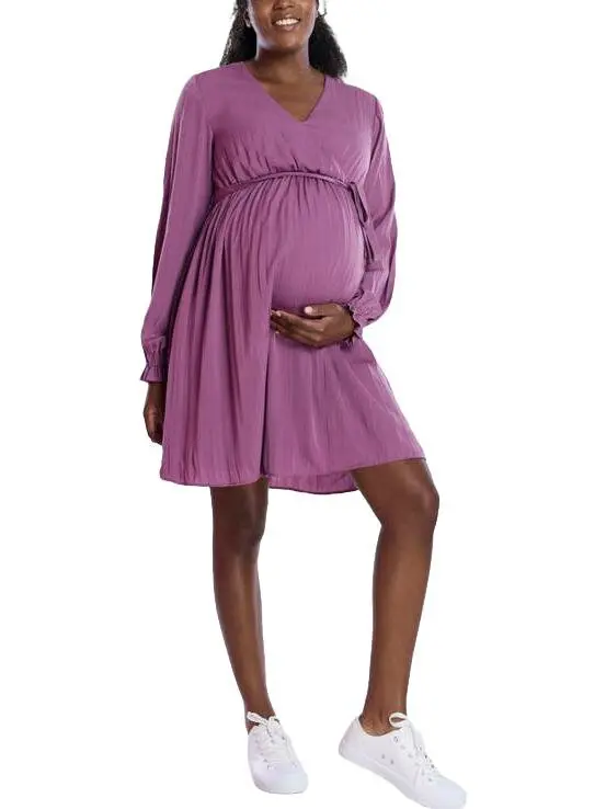 Motherhood Maternity Woven Wrap Mini Dress - Grape Nectar