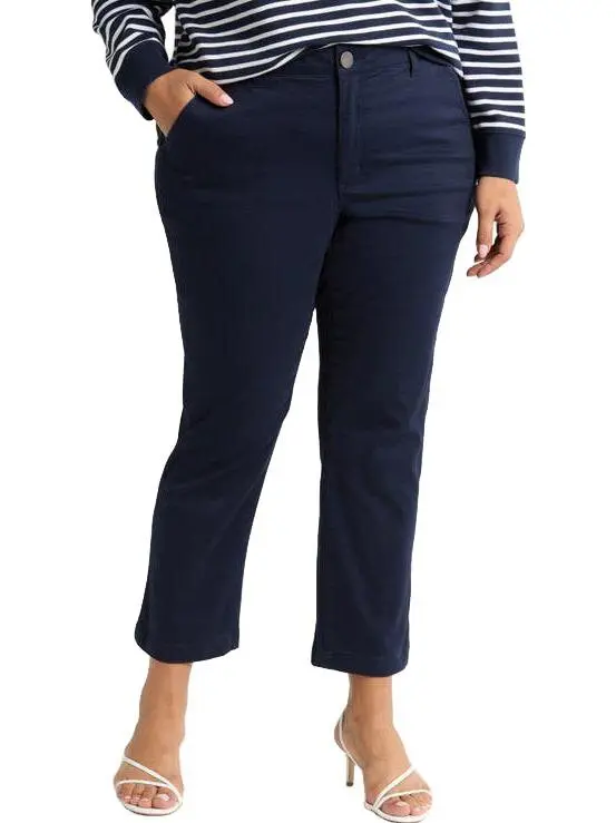 Wit & Wisdom Skyrise Ankle Slim Straight Leg Twill Pants - Navy