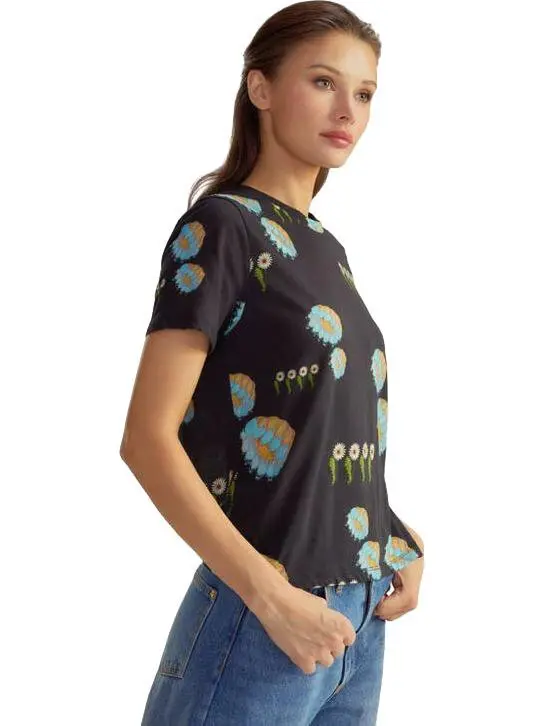 Cynthia Rowley Floral Print T-shirt - Black Floral