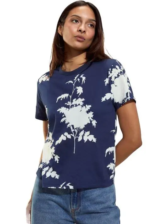 Cynthia Rowley Floral Print T-shirt - Navy/white