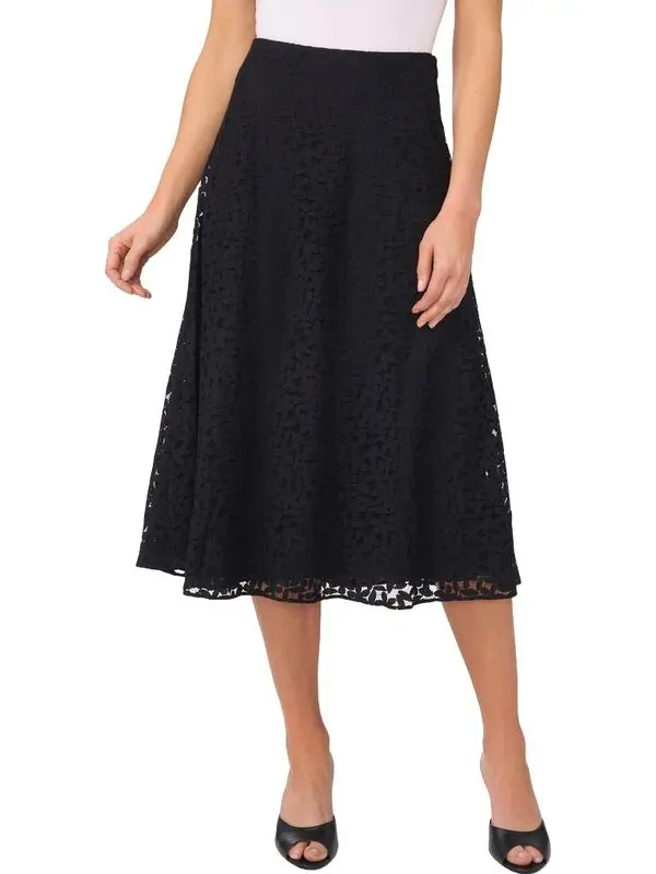 CECE DUPRAZ Floral Lace Midi Skirt - Rich Black