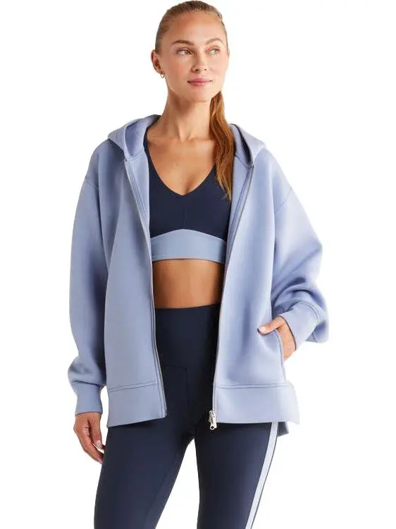 Zella Relaxed Fit High-low Zip Hoodie - Blue Tempest