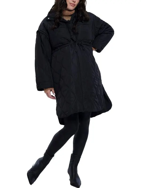 Motherhood Maternity Woven Quilted Puffer Jacket - Black