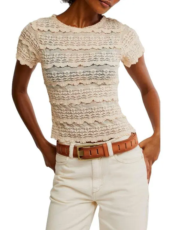 Free People Angelina Lace Top - Tea