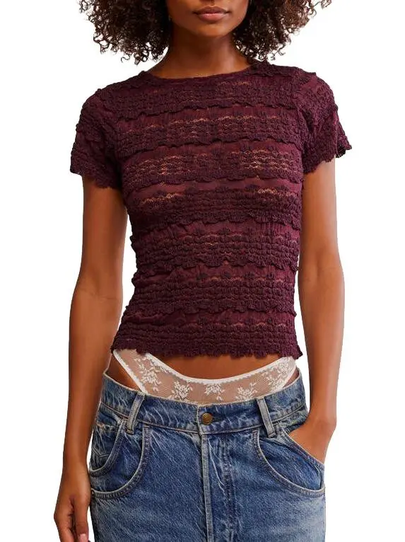Free People Angelina Lace Top - Wine