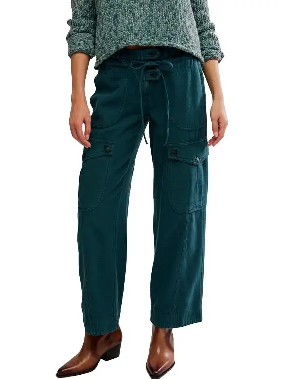 Free People Park Ave Cotton Cargo Pants - Sea Moss