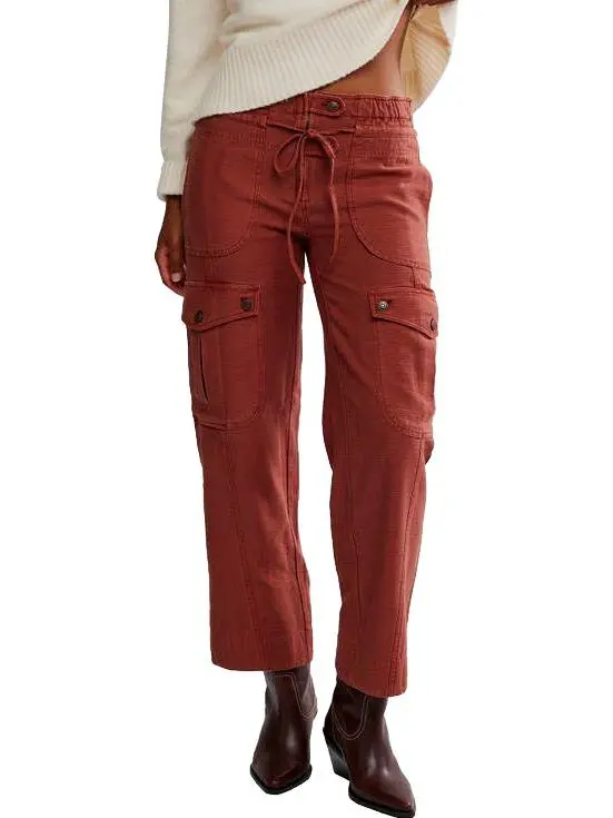 Free People Park Ave Cotton Cargo Pants - Spiced Rum