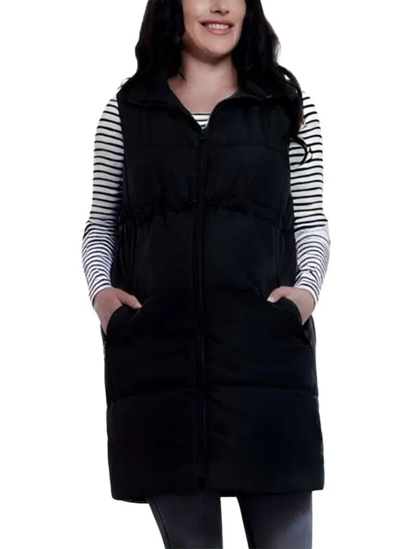 Motherhood Maternity Woven Sleeveless Puffer Vest - Black
