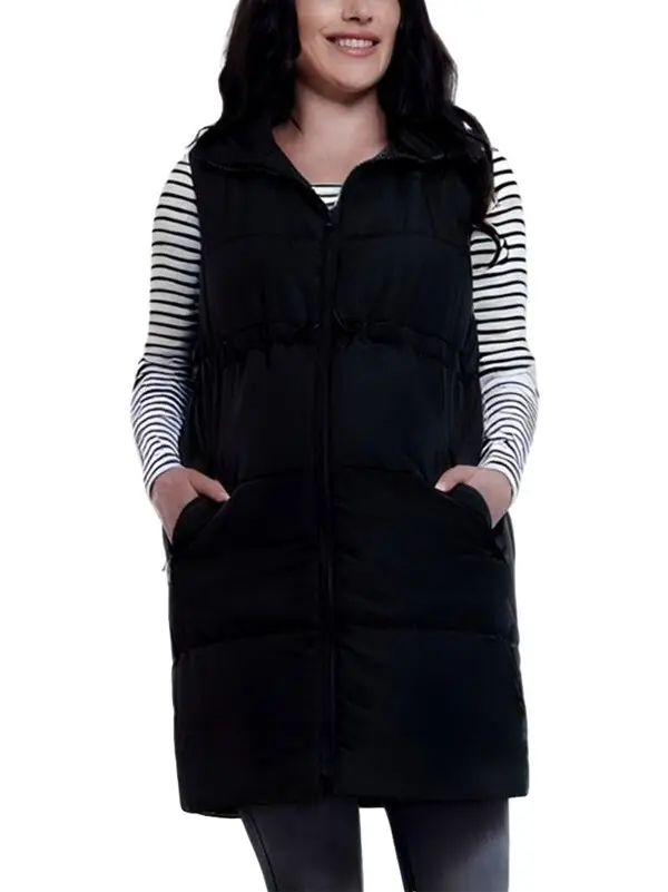 Motherhood Maternity Woven Sleeveless Puffer Vest - Black