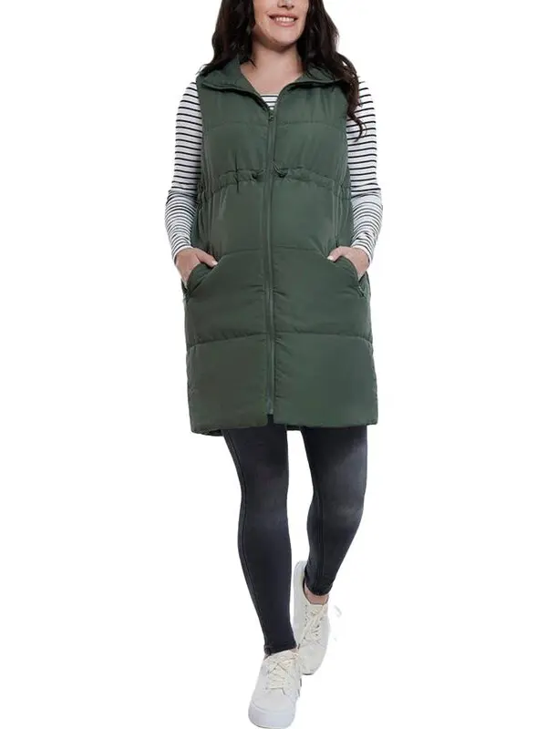 Motherhood Maternity Woven Sleeveless Puffer Vest - Olive
